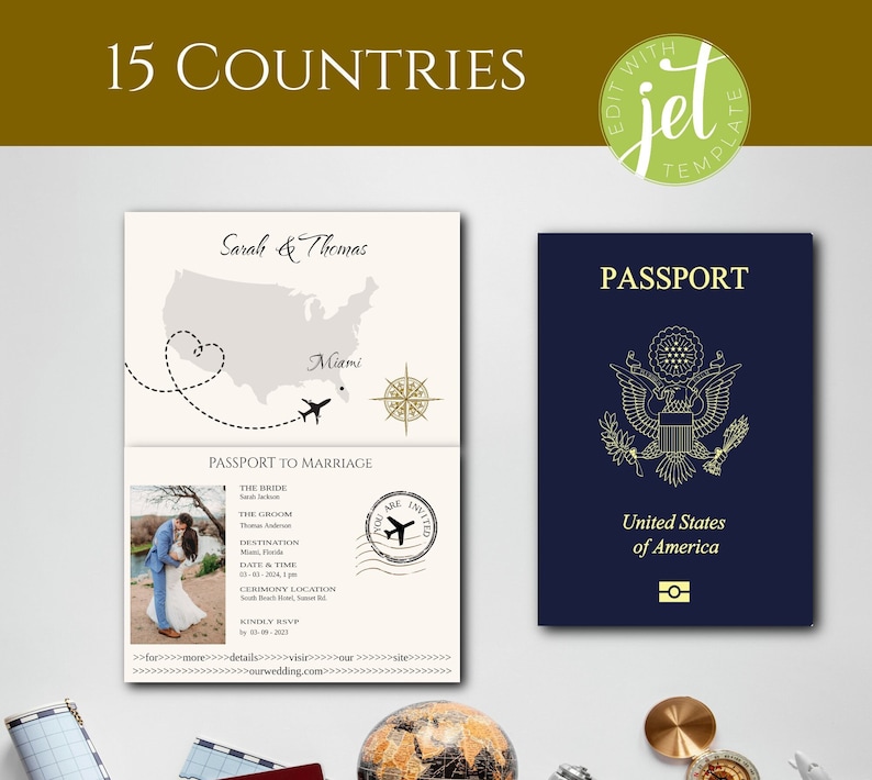 Personalized Passport Wedding Invitation, Birthday Party, Passport ...