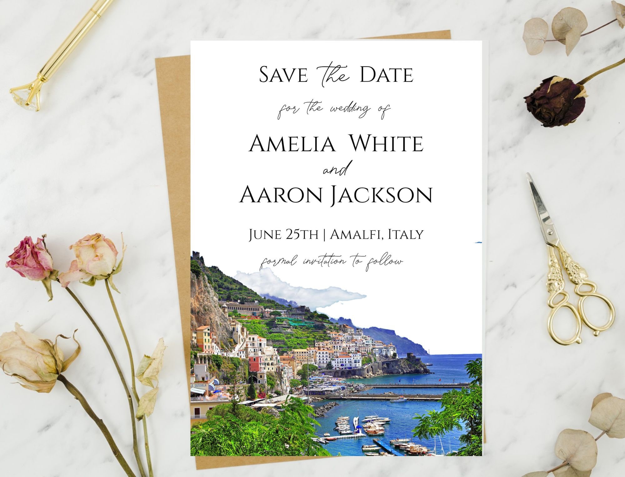 Italy Save the Date Template, Digital Download, Amalfi Coast Save the ...