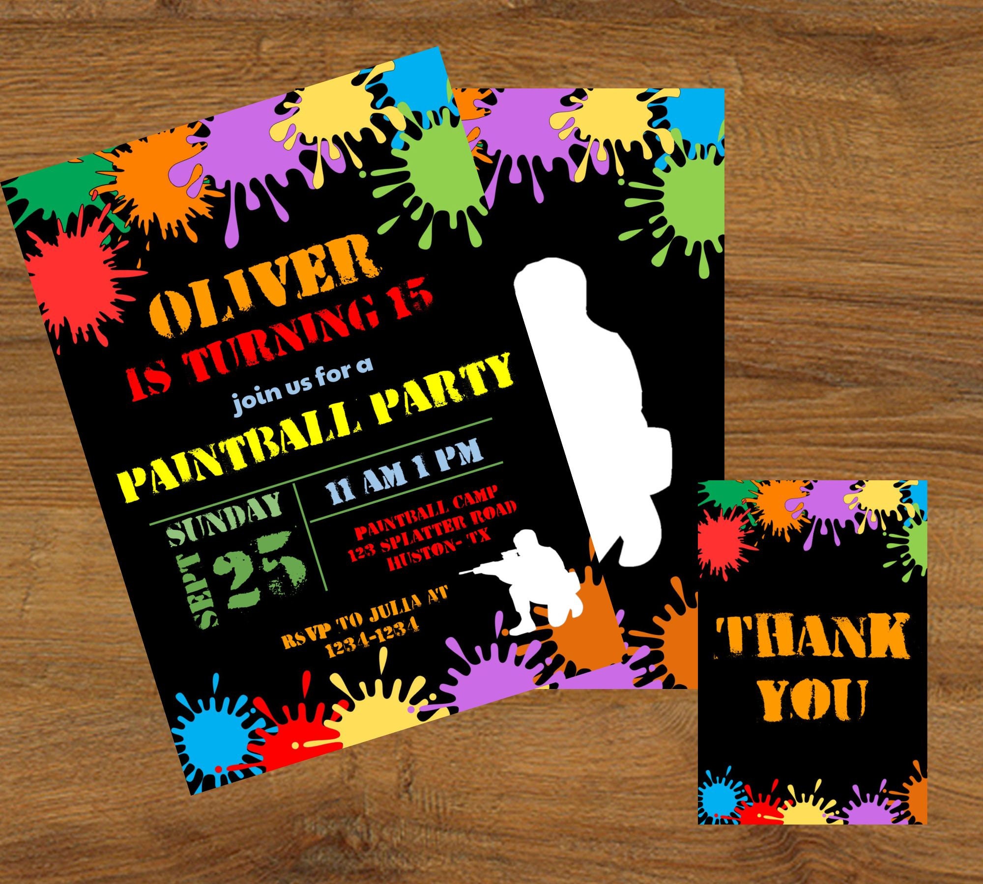 Paintball Birthday Invitation , Paintball Party, Paintball Invitation ...