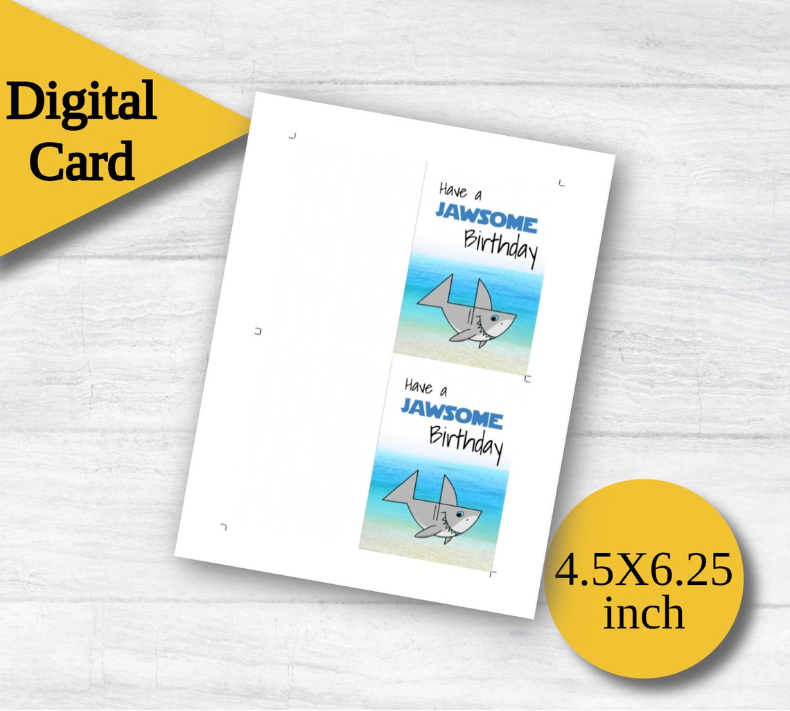 Printable Have a Jawsome Birthday Card Birthday Card Printable Digital ...