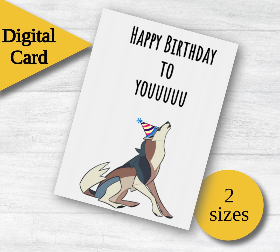 Printable Wolf Birthday Card | |funny Card | Digital Birthday Cards ...