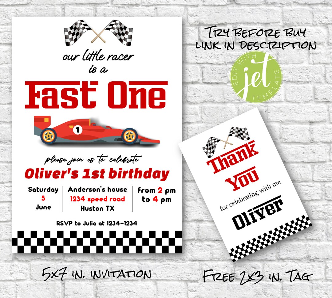 Fast One Birthday Invitation, Fast One Birthday, 1st Birthday Party ...
