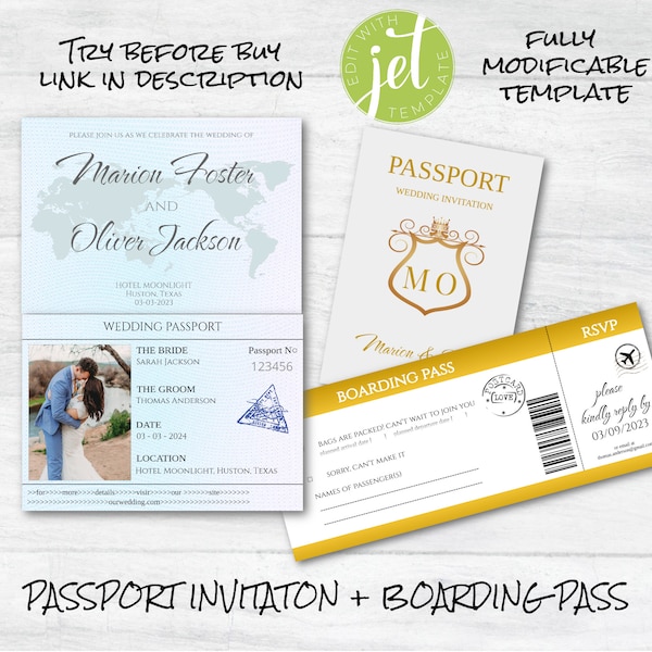 Passport Menu Template - Etsy