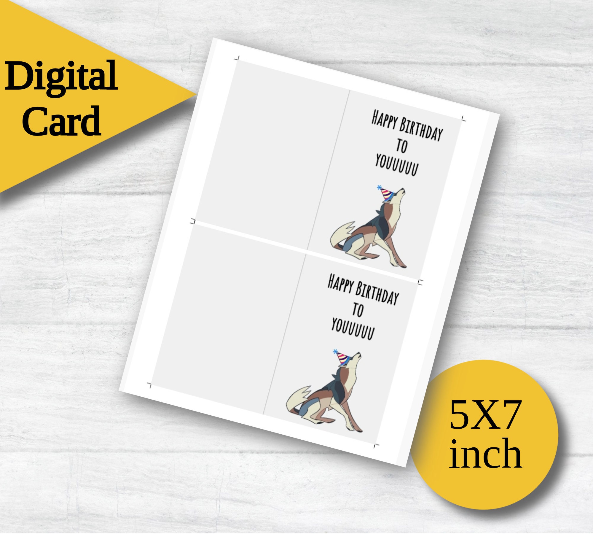 Printable Wolf Birthday Card | |funny Card | Digital Birthday Cards ...