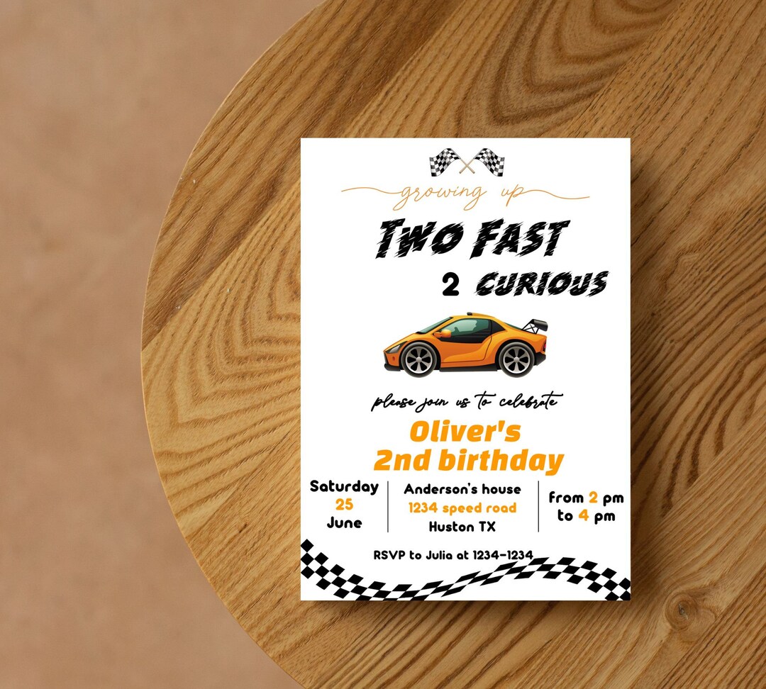 Two Fast Birthday Invitation, Two Fast Invitation, 2 Fast 2 Curious 2nd ...