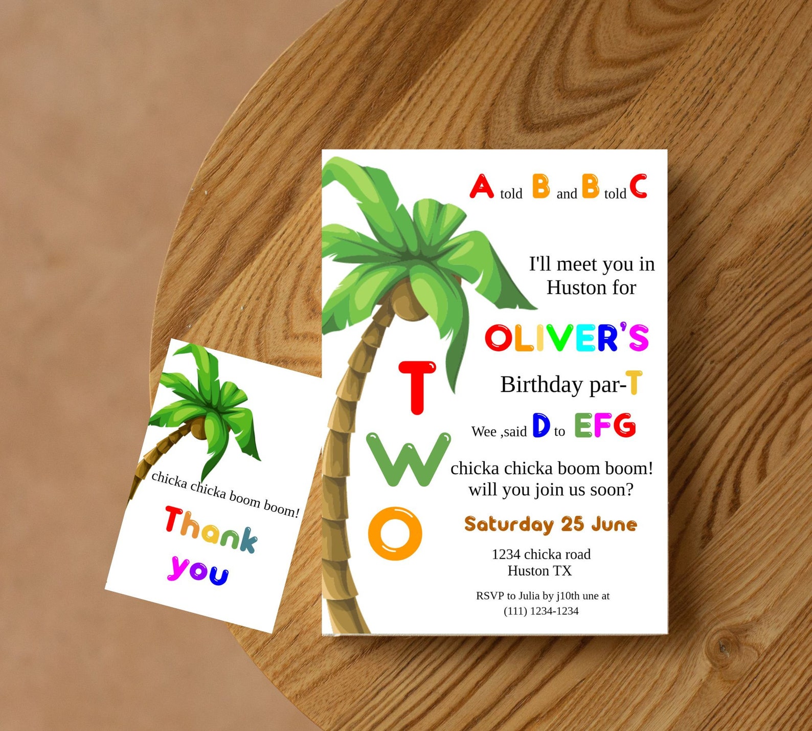 Chicka Chicka Boom Boom Invite, Instant Download, Fully Editable ...