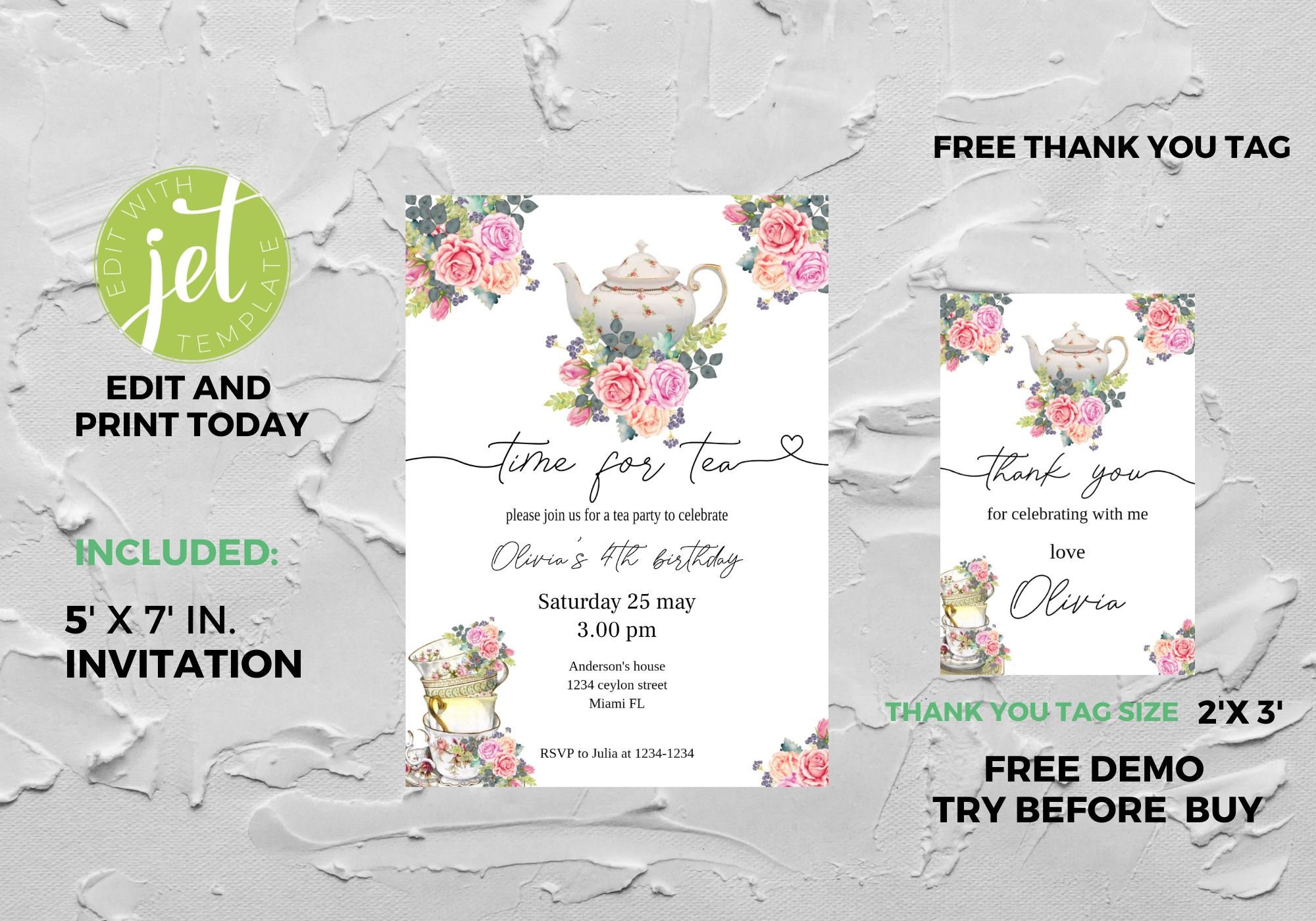 Tea Party Invitation, Tea Birthday Invitation, Tea Party for Any Age ...