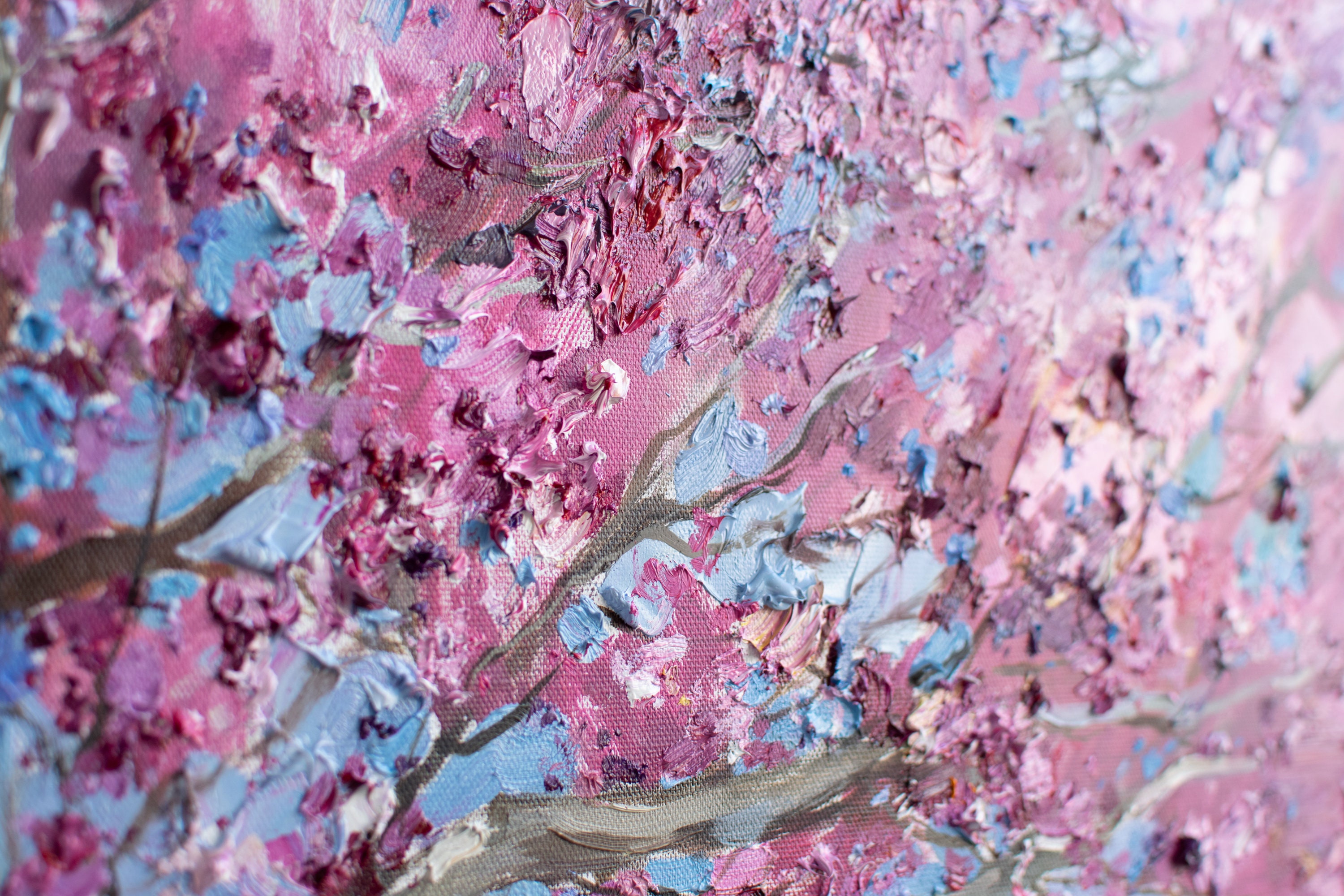Flowering Tree - Original Oil Painting - Impasto Blooming Tree Painting ...