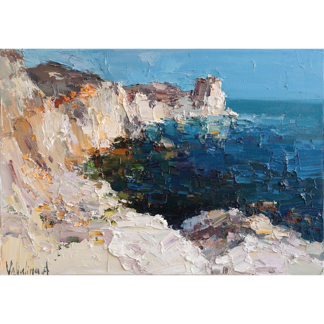 Original Oil Seascape Impasto Painting - Rocky Shore Coastal Art - Etsy