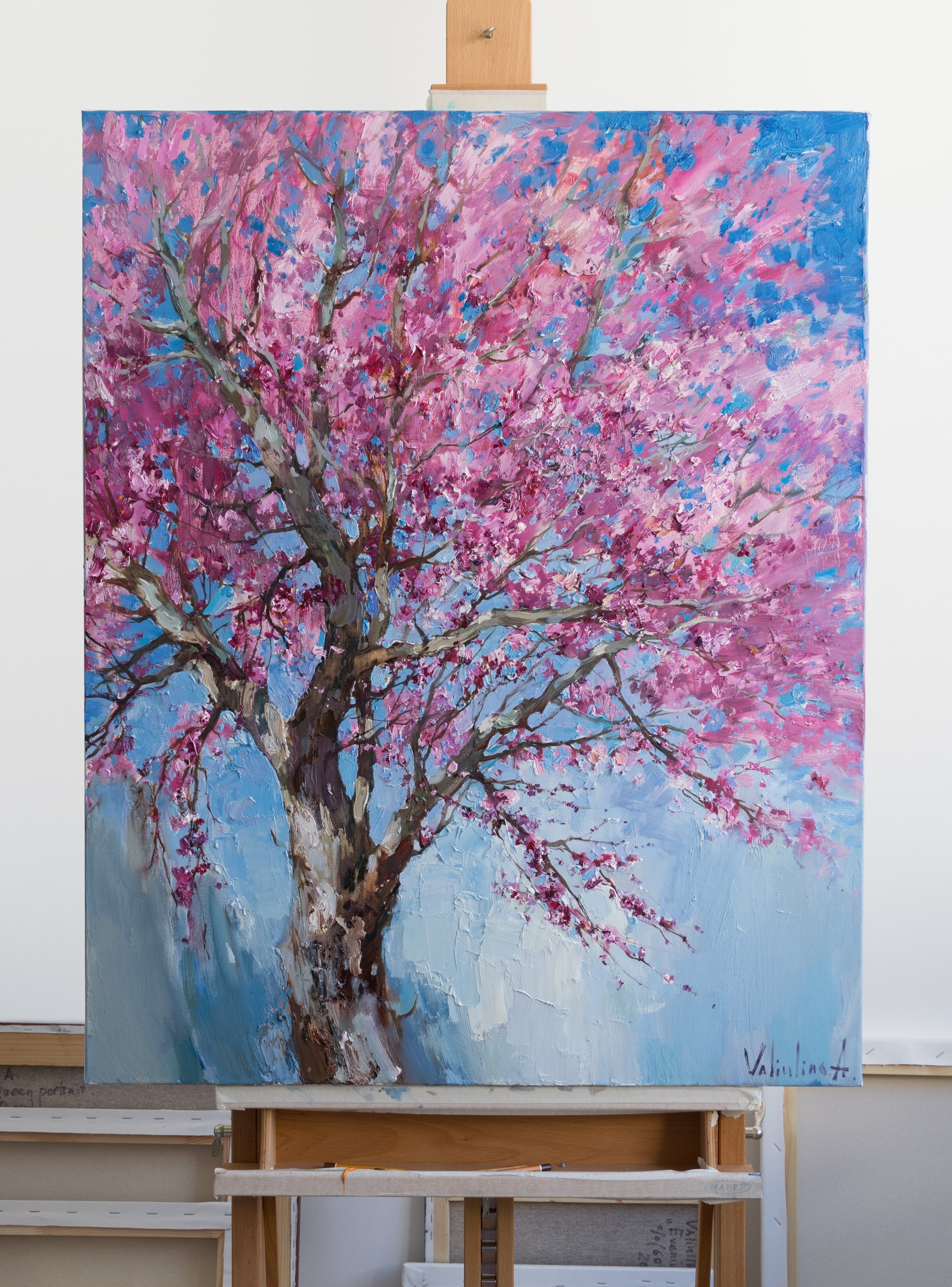 Flowering Tree - Original Oil Painting - Impasto Blooming Tree Painting ...