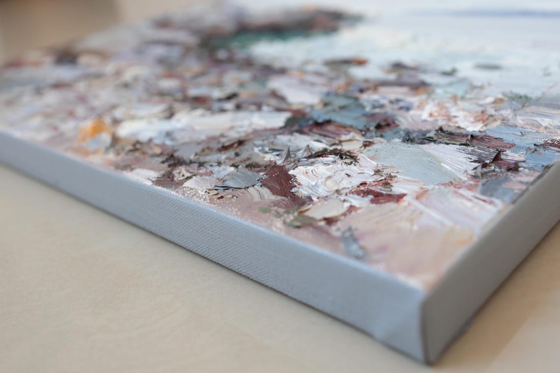 Seashore, Original Oil Seascape Impasto Painting, Coastal Impressionist ...