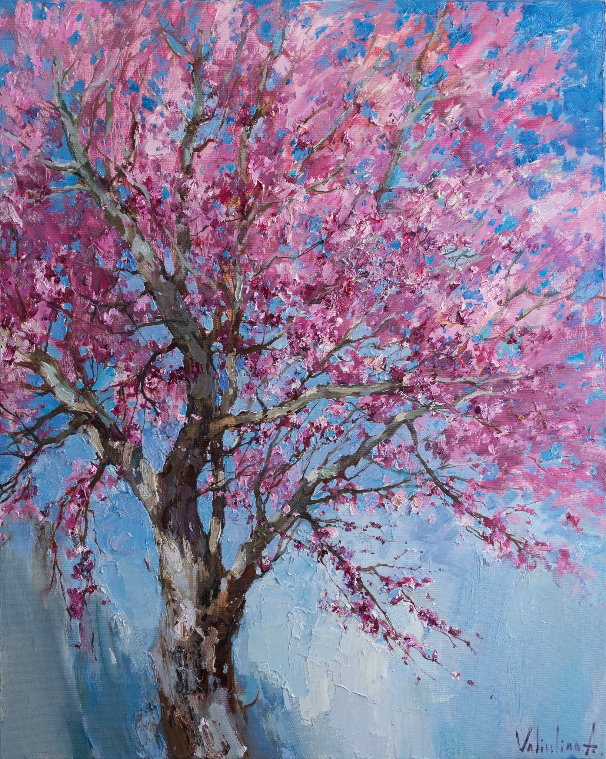 Flowering Tree - Original Oil Painting - Impasto Blooming Tree Painting ...