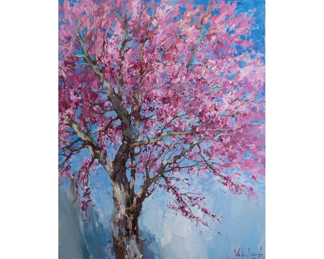 Flowering Tree - Original Oil Painting - Impasto Blooming Tree Painting ...