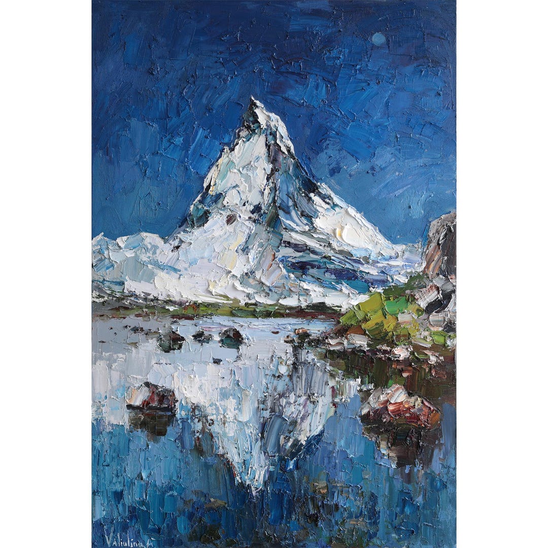 Matterhorn Oil Painting on Canvas - Alpine Landscape Wall Art ...