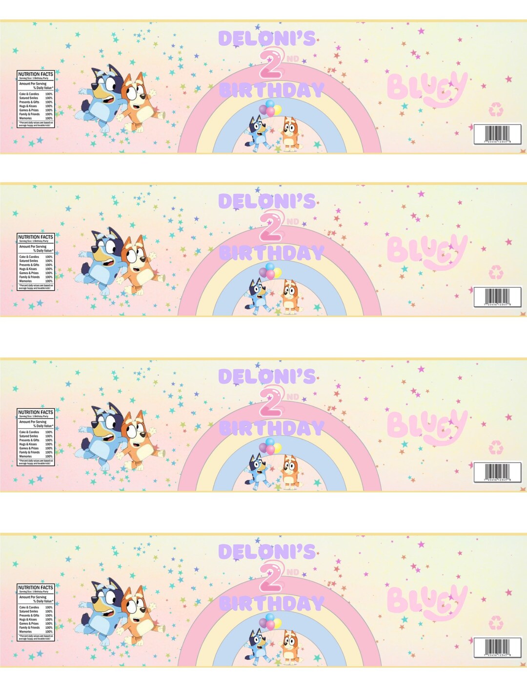 Bluey Water Bottle Labels - Etsy