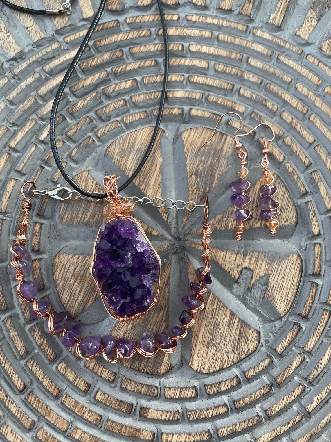 Raw Amethyst Pendant With Necklace Set - Etsy
