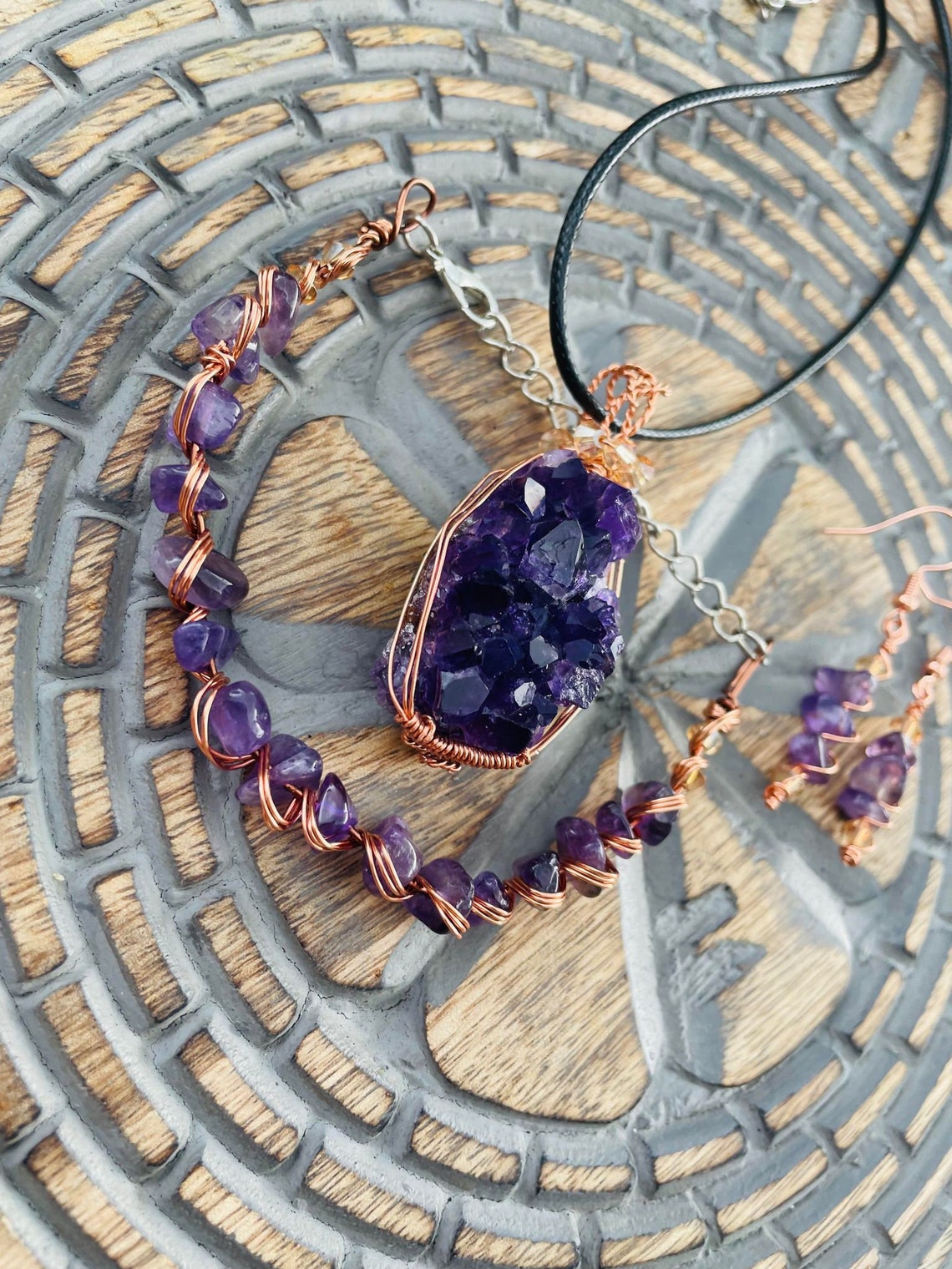 Raw Amethyst Pendant With Necklace Set - Etsy