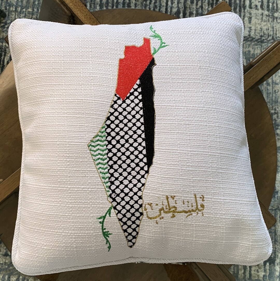 Handcrafted Palestine Map Embroidered Cushion Cover Authentic ...