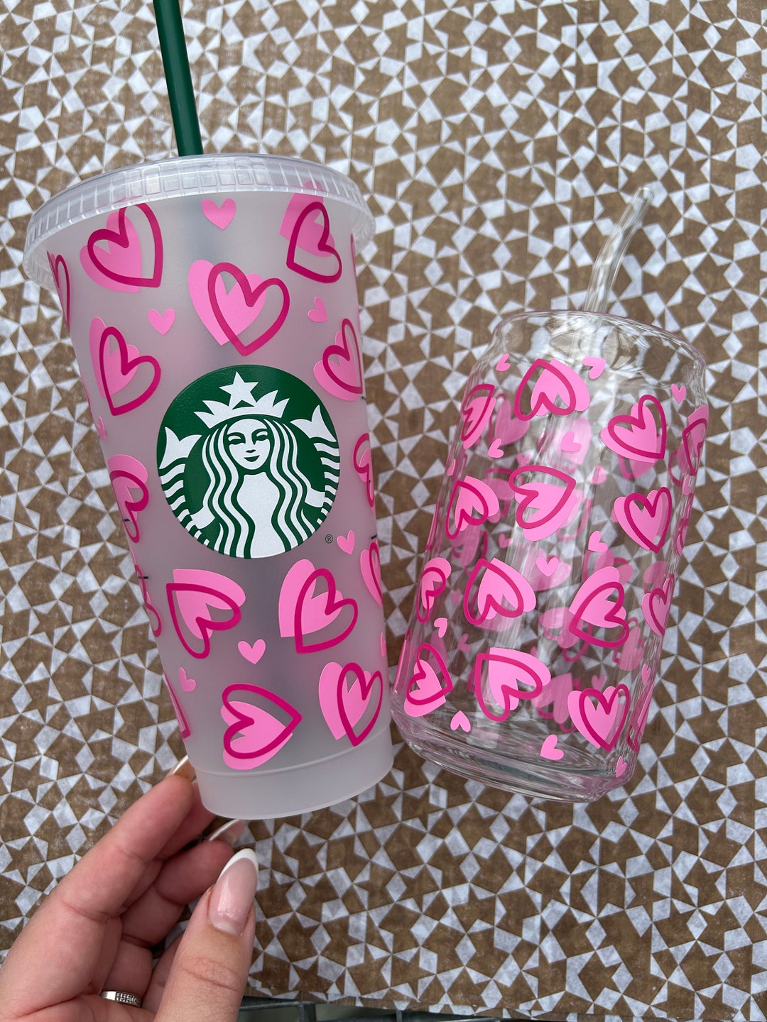 Starbucks Cup Heart Hearts Tumblers Personalized as Desired 24 Oz. - Etsy