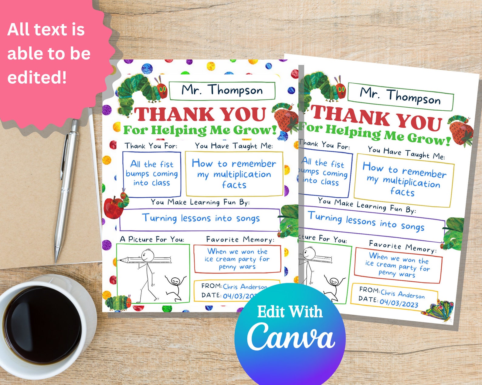 Teacher Appreciation Week, All About My Teacher Very Hungry Caterpillar ...