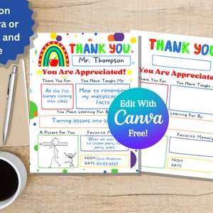 Teacher Appreciation Week, All About My Teacher Rainbow Fill in Blank ...