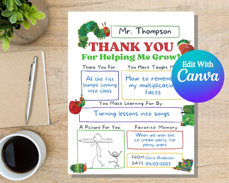 Teacher Appreciation Week, All About My Teacher Very Hungry Caterpillar ...