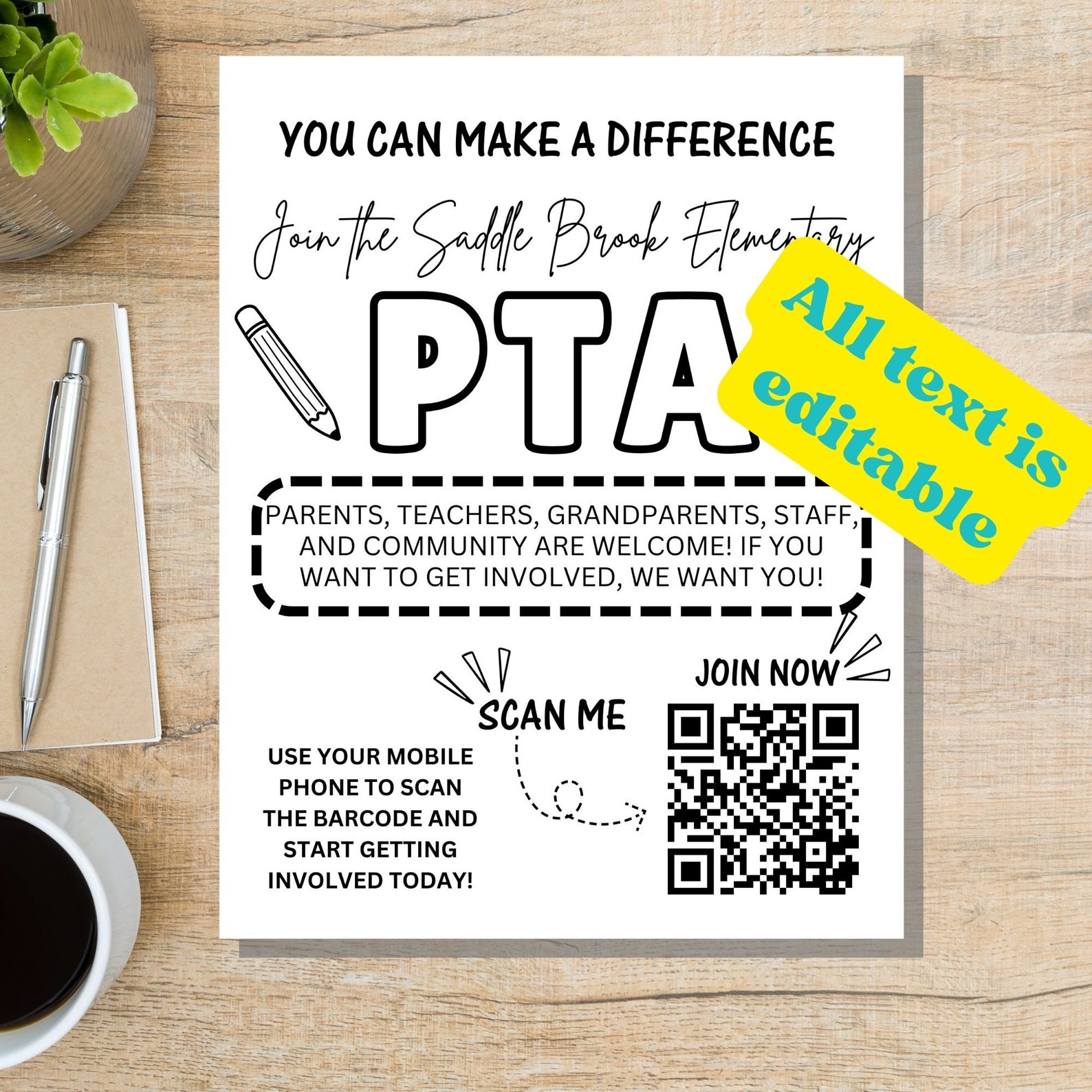 Join the PTO Flyer Black and White | PTA Information | PTA Flyer ...