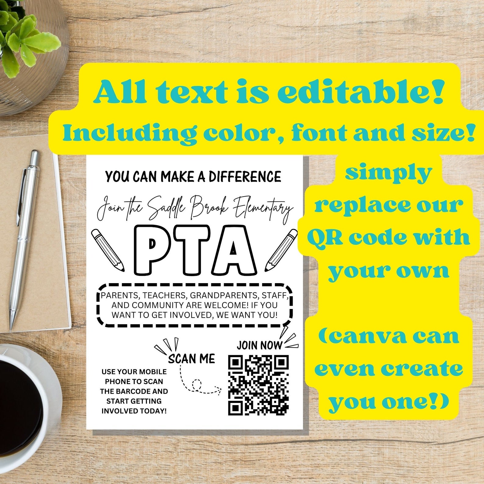 Join the PTO Flyer Black and White | PTA Information | PTA Flyer ...