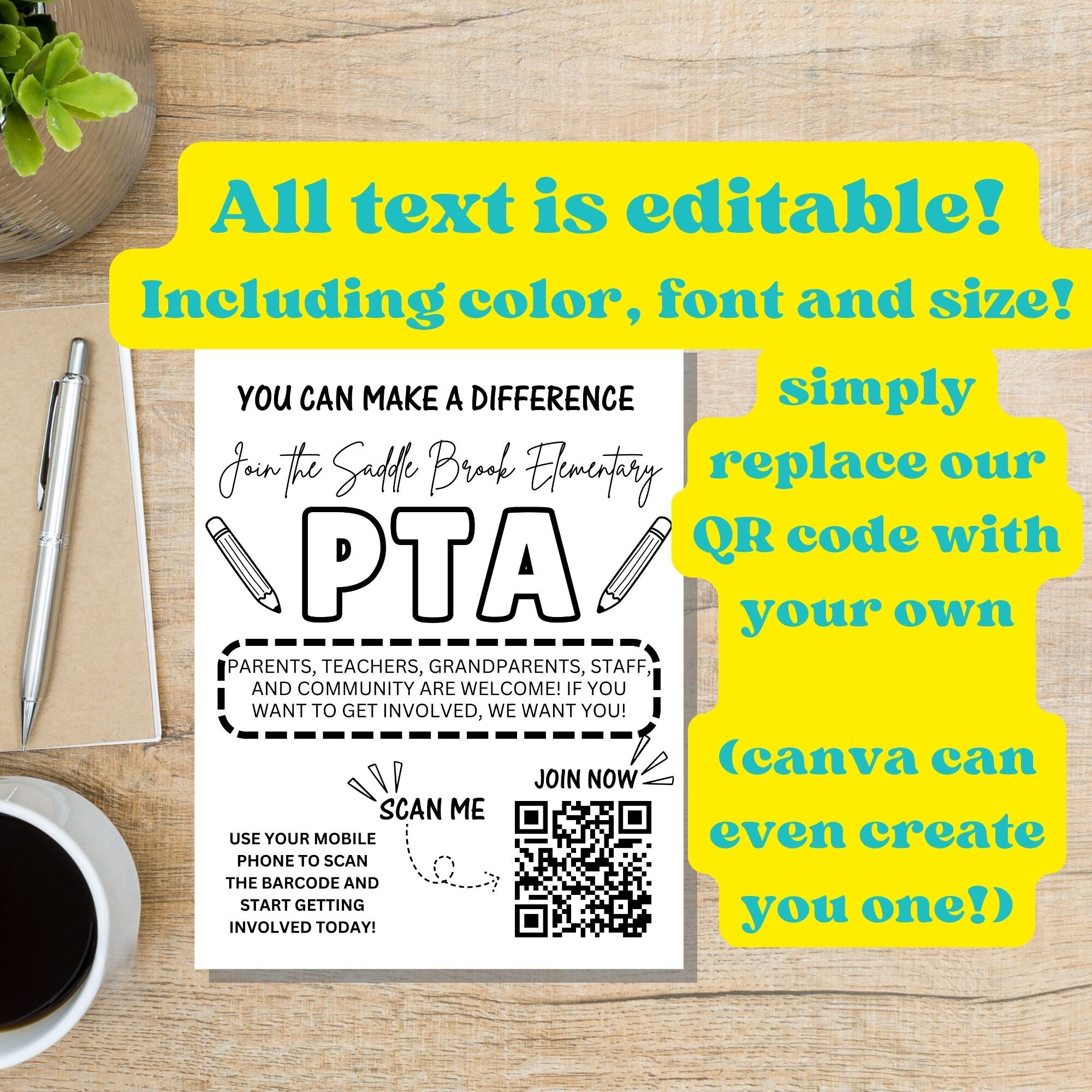 Join the PTO Flyer Black and White | PTA Information | PTA Flyer ...