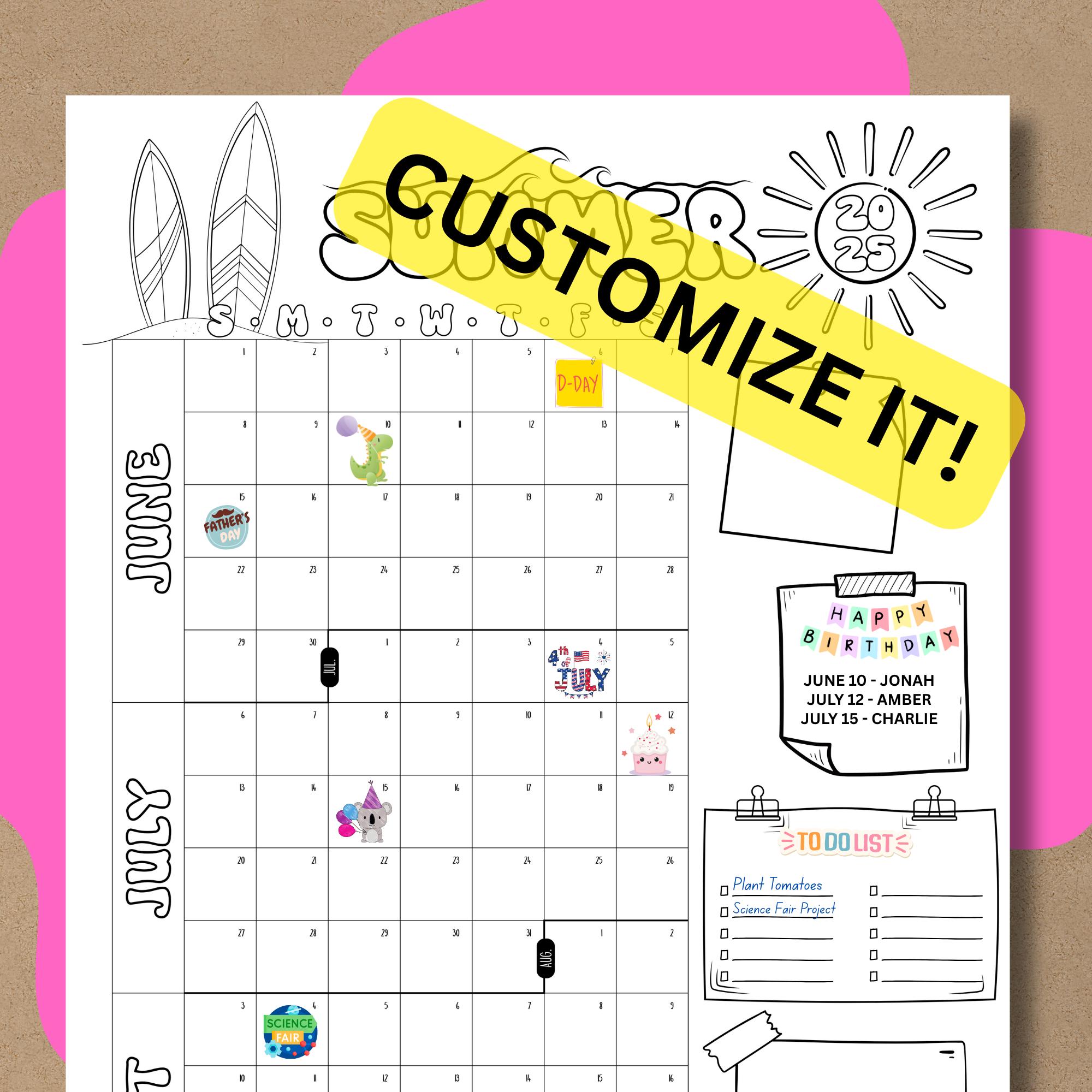 Oversized Printable Calendar | Large Wall Calendar | Instant Download ...