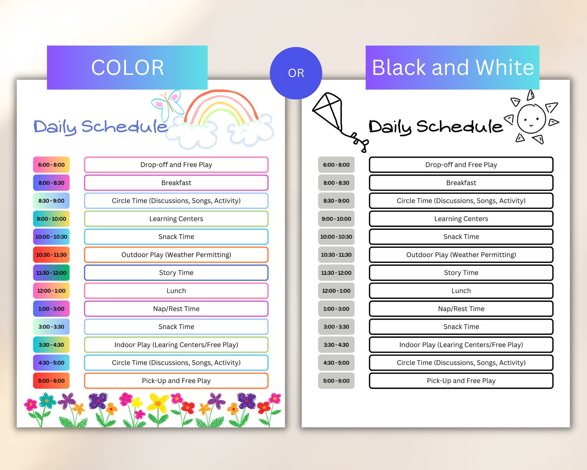 Daycare Daily Schedule Customizable Template | Daycare Forms | Daycare ...