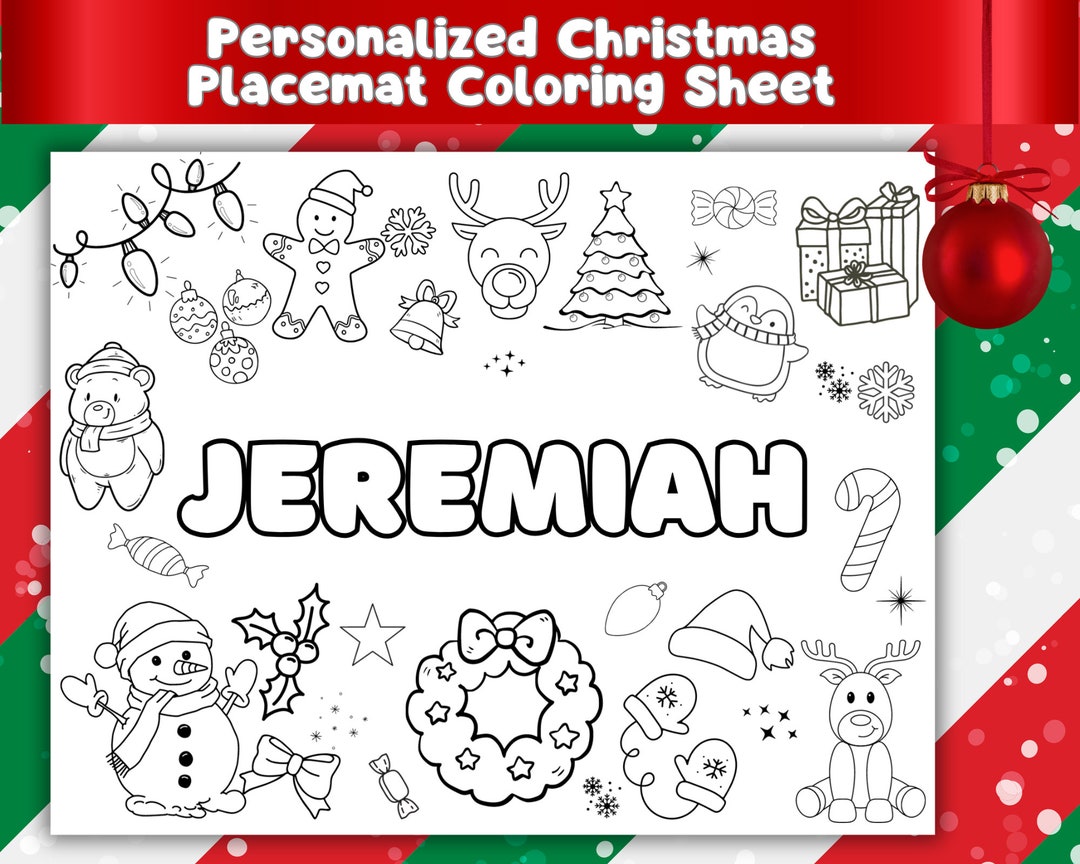 Customized Name Christmas Place Mat & Activity Sheet - Printable, 2 ...