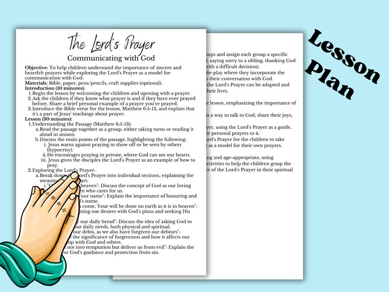 Lord's Prayer Lesson Plan for Children | Sunday School Worksheets ...