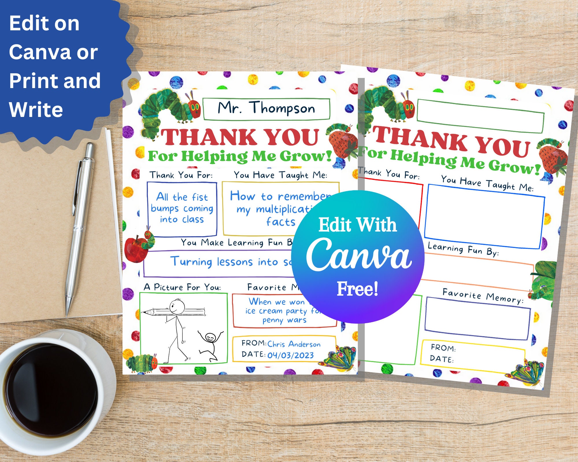 Teacher Appreciation Week, All About My Teacher Very Hungry Caterpillar ...