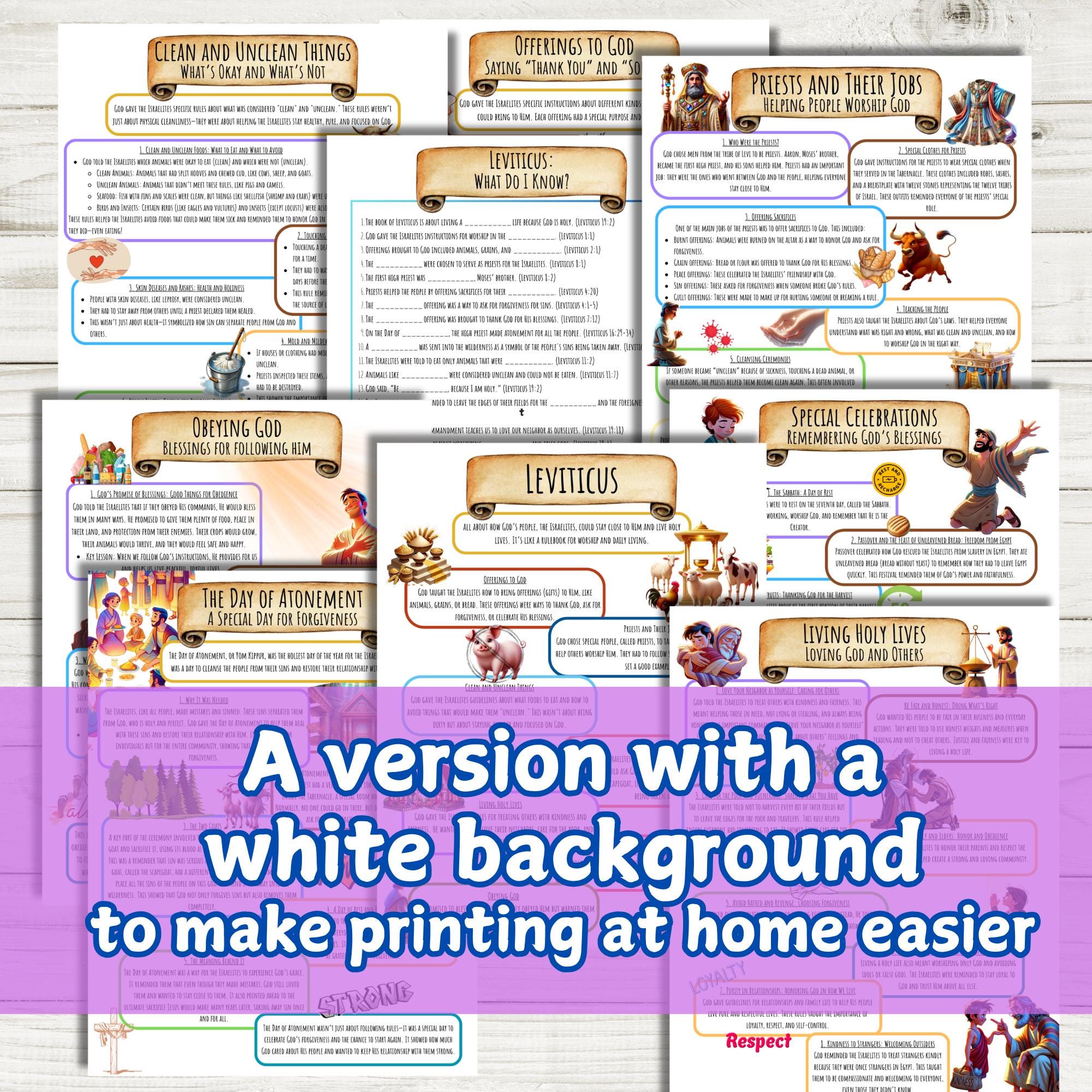 Leviticus for Kids Printable - Bible Study Activity for Children - Etsy