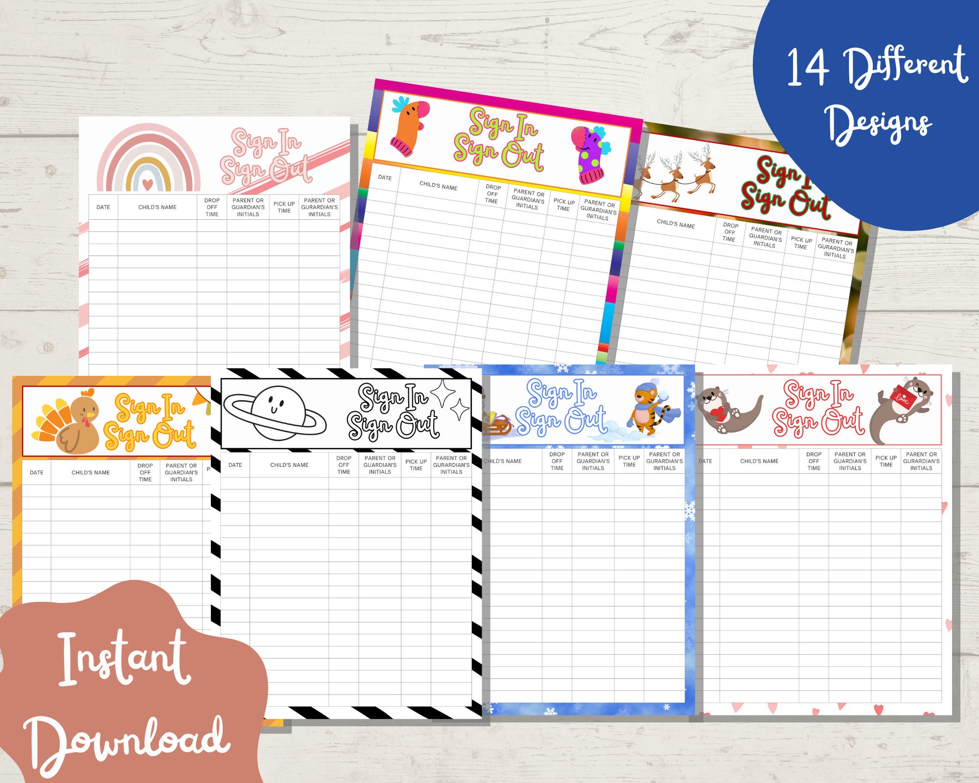 Sign in and Out Form for Daycare, School, Childcare, Preschool Sign in ...