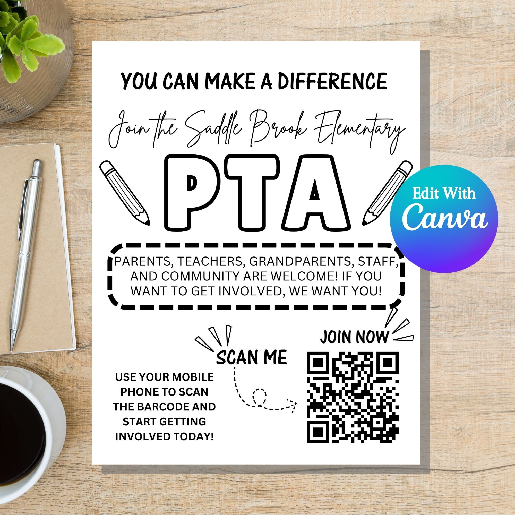 Join the PTO Flyer Black and White | PTA Information | PTA Flyer ...