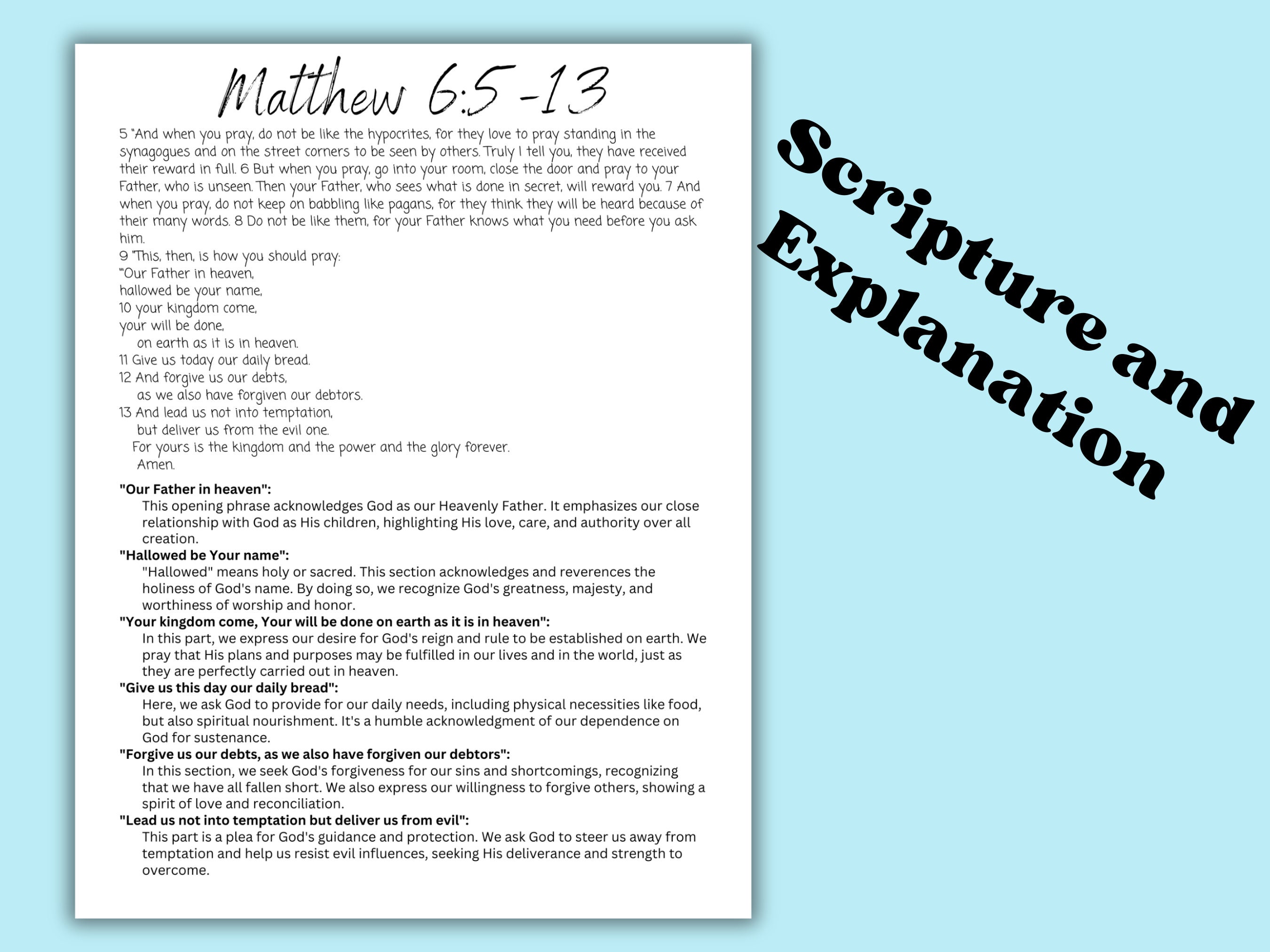 Lord's Prayer Lesson Plan for Children | Sunday School Worksheets ...