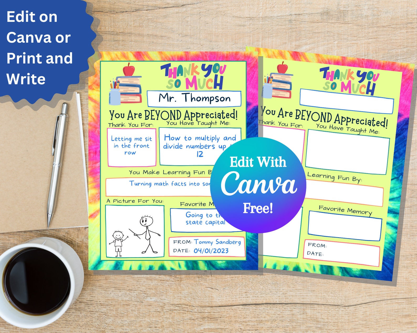Teacher Appreciation Week, All About My Teacher Fill in Blank Printable ...