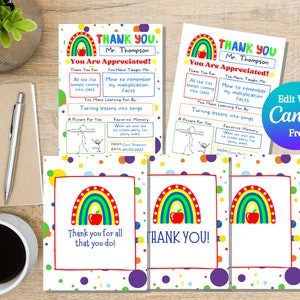 Teacher Appreciation Week, All About My Teacher Rainbow Fill in Blank ...