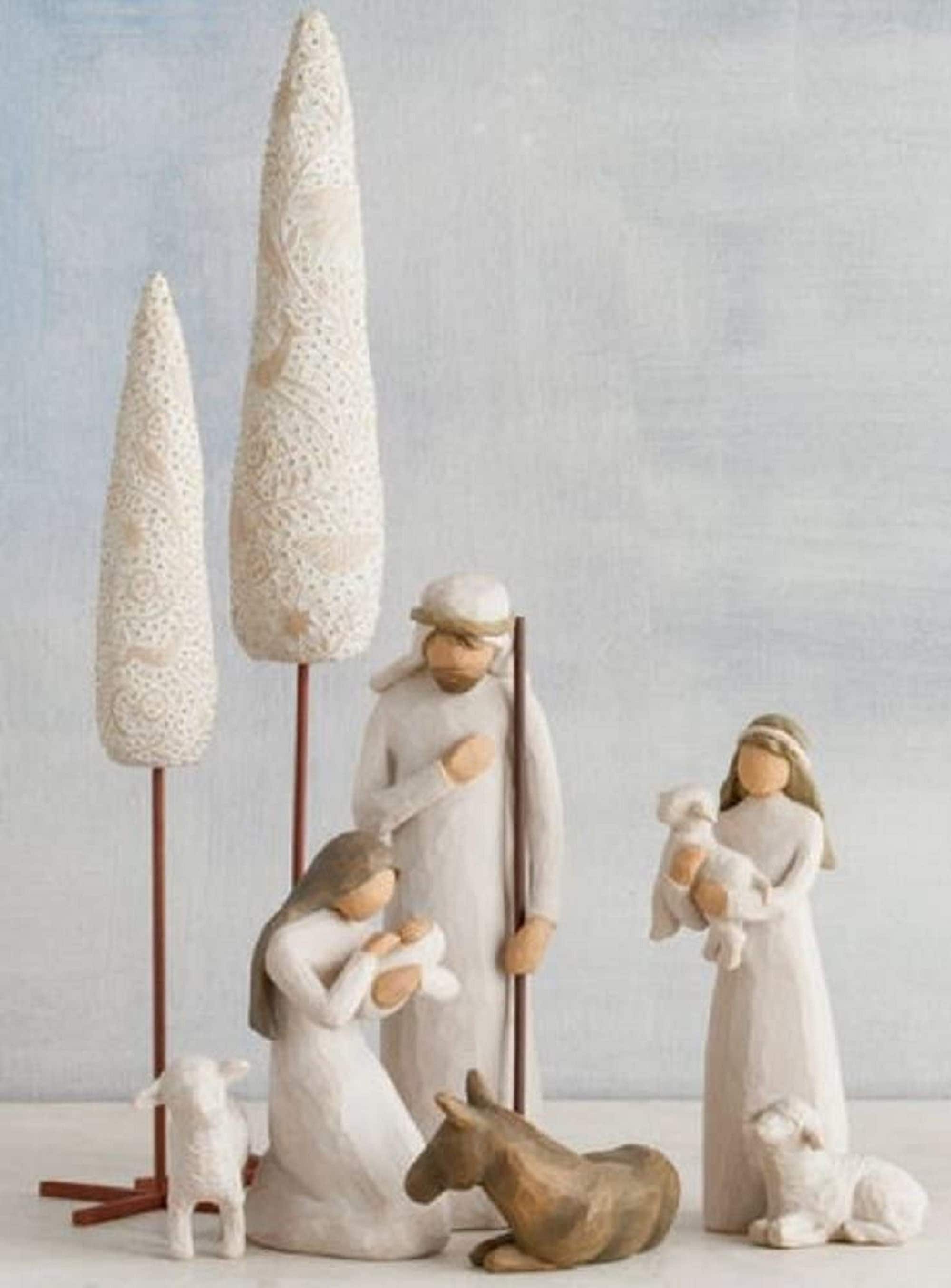 Willow Tree Holy Family Nativity Figurines With Cypress Trees Set of 8 ...