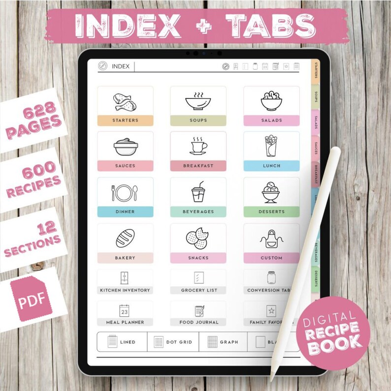 Digital Recipe Book for Goodnotes Notability, Digital Recipe Journal ...
