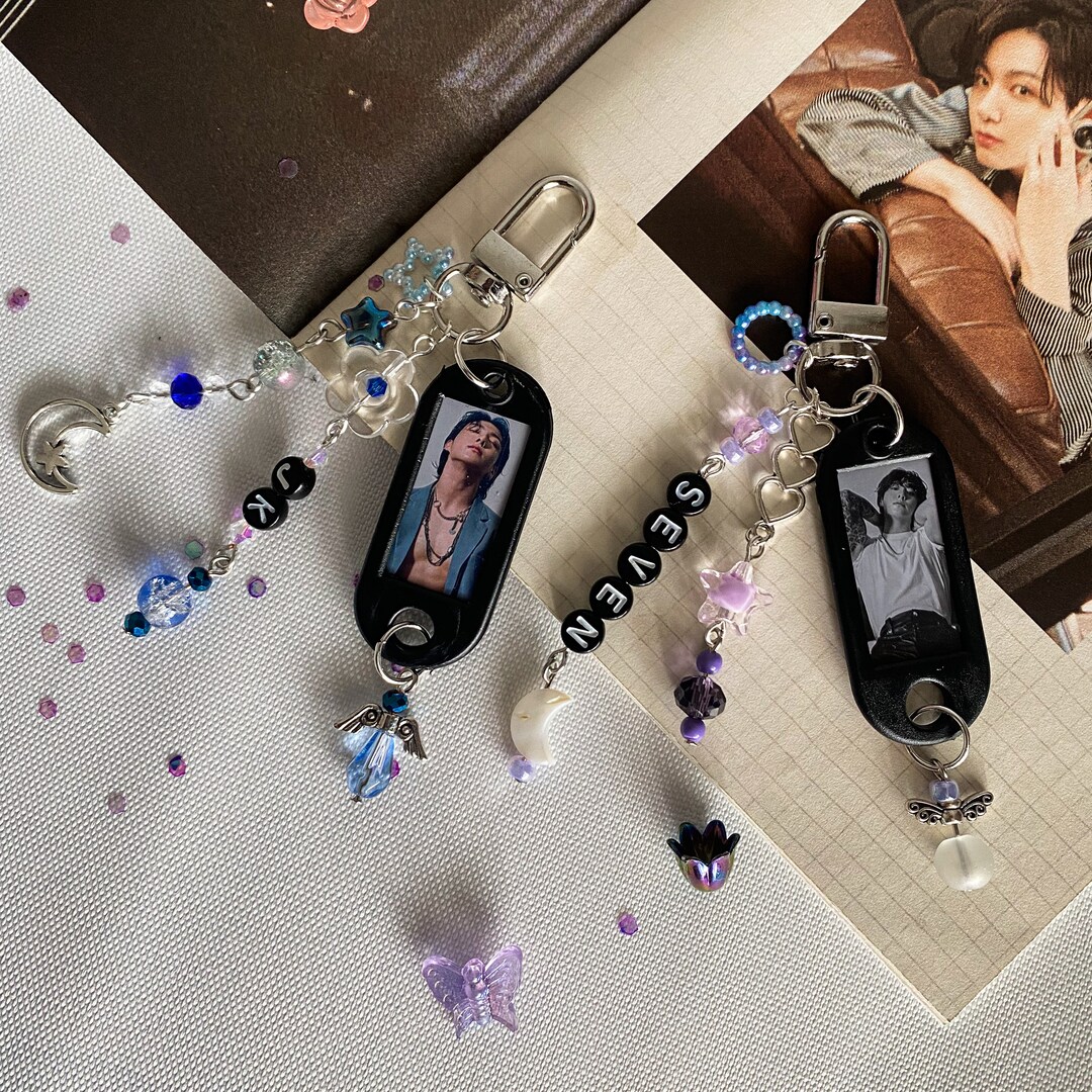 Jungkook Keychain, BTS Keychain, JK, Seven Jeon Jung-kook, Beaded ...