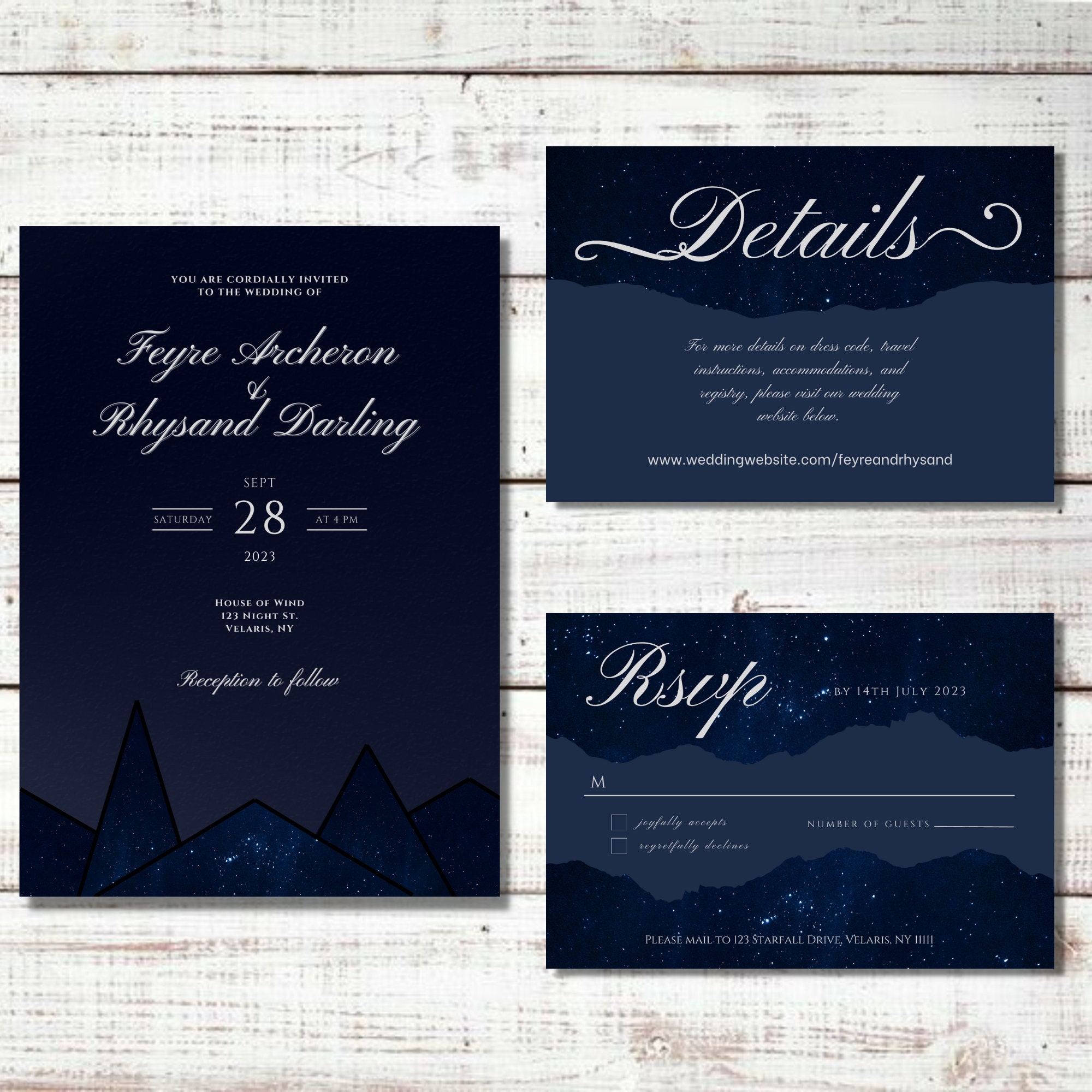 Wedding Invitation - ACOTAR Inspired - With RSVP and Details - Etsy