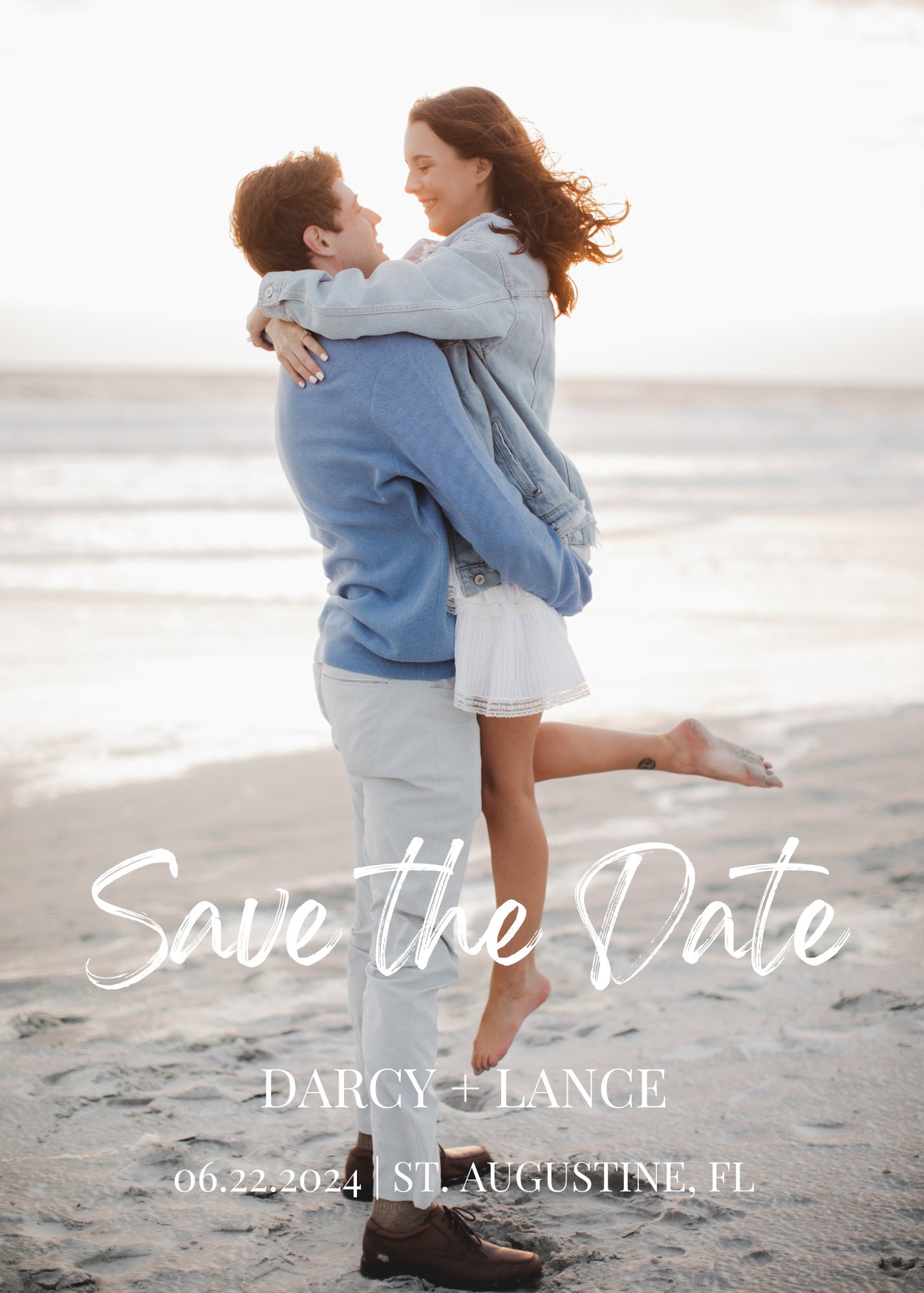 Save the Date - Front and Back W/ QR Code - Full Engagement Picture - Etsy