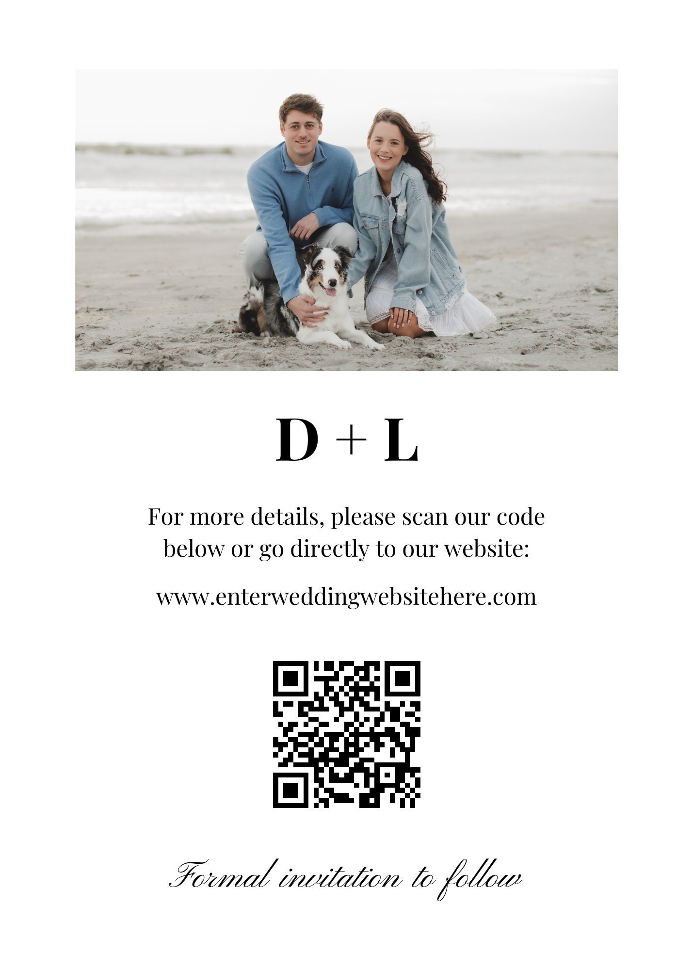 Save the Date - Front and Back W/ QR Code - Full Engagement Picture - Etsy