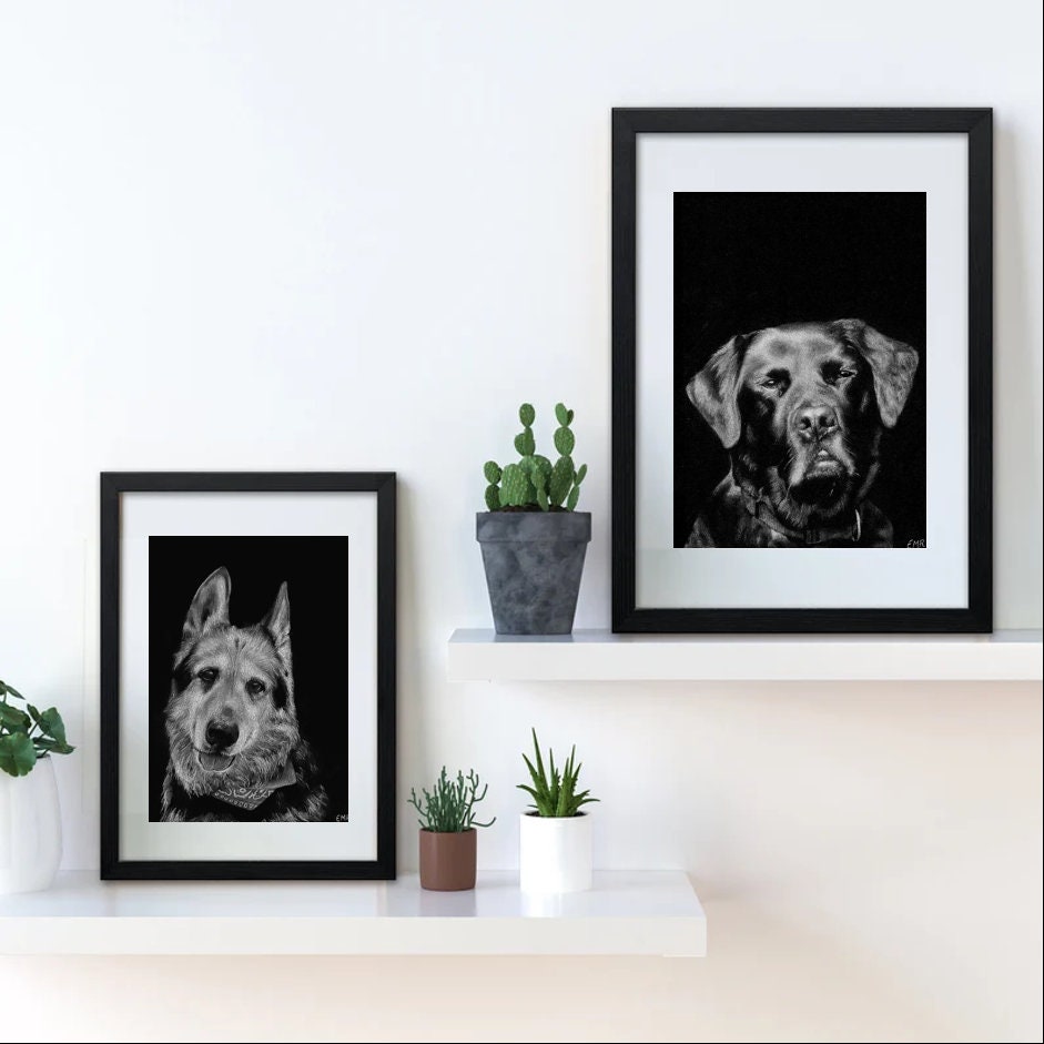 Custom Dog Portraits Personalised Pet Canvas Drawing A4 Customised ...