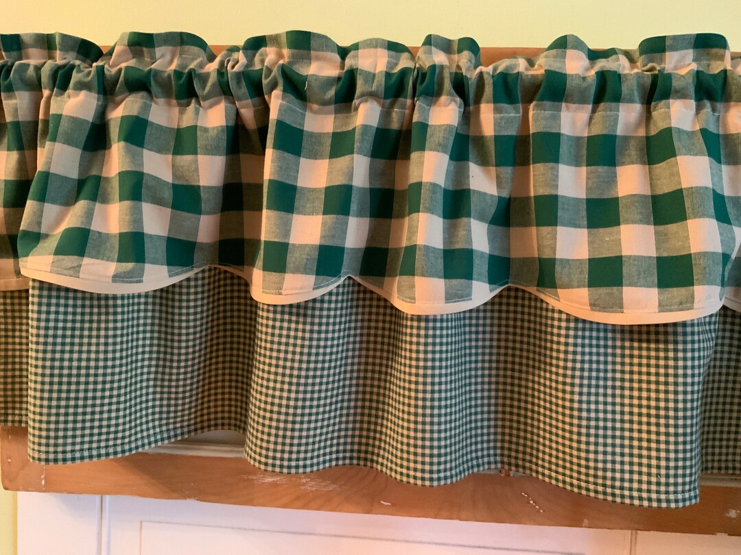 Farmhouse Decor Double Layered Scalloped Valance. - Etsy