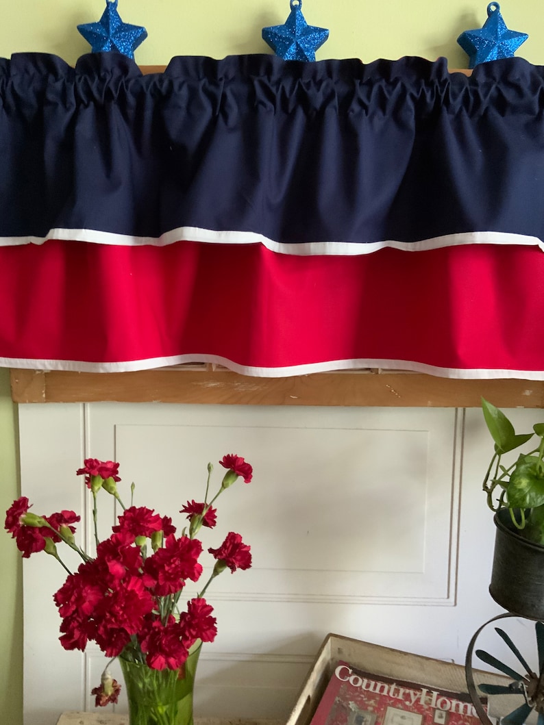 Patriotic American Flag Redwhite Blue Valance. 4th of - Etsy