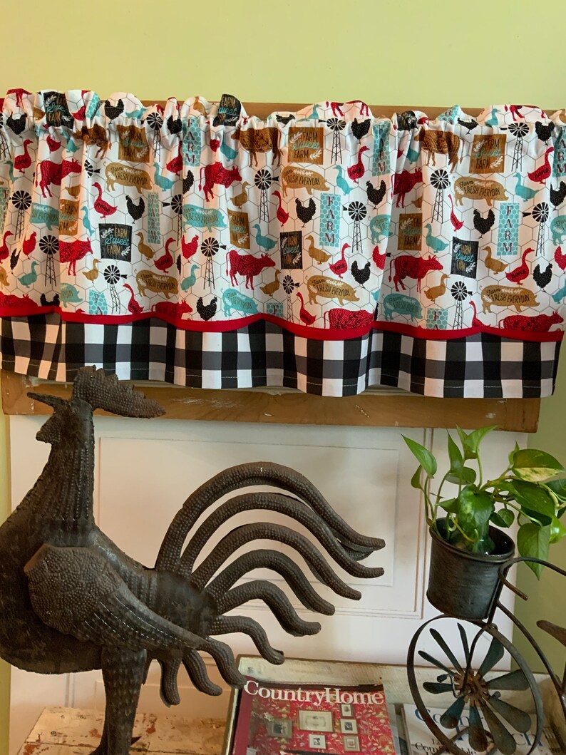 Farmhouse Animals Decor. French Country Decor Valance. - Etsy